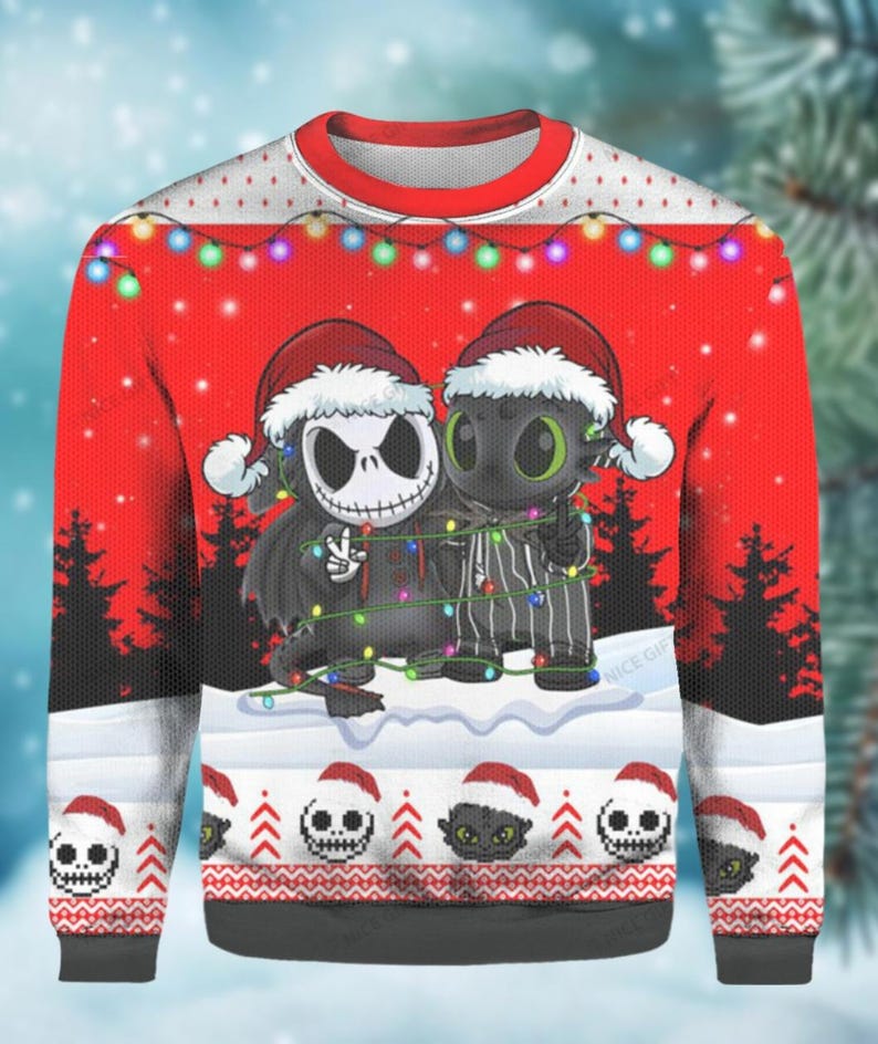 Jack Skellington and Toothless Ugly Sweater, Santa Skellington ...
