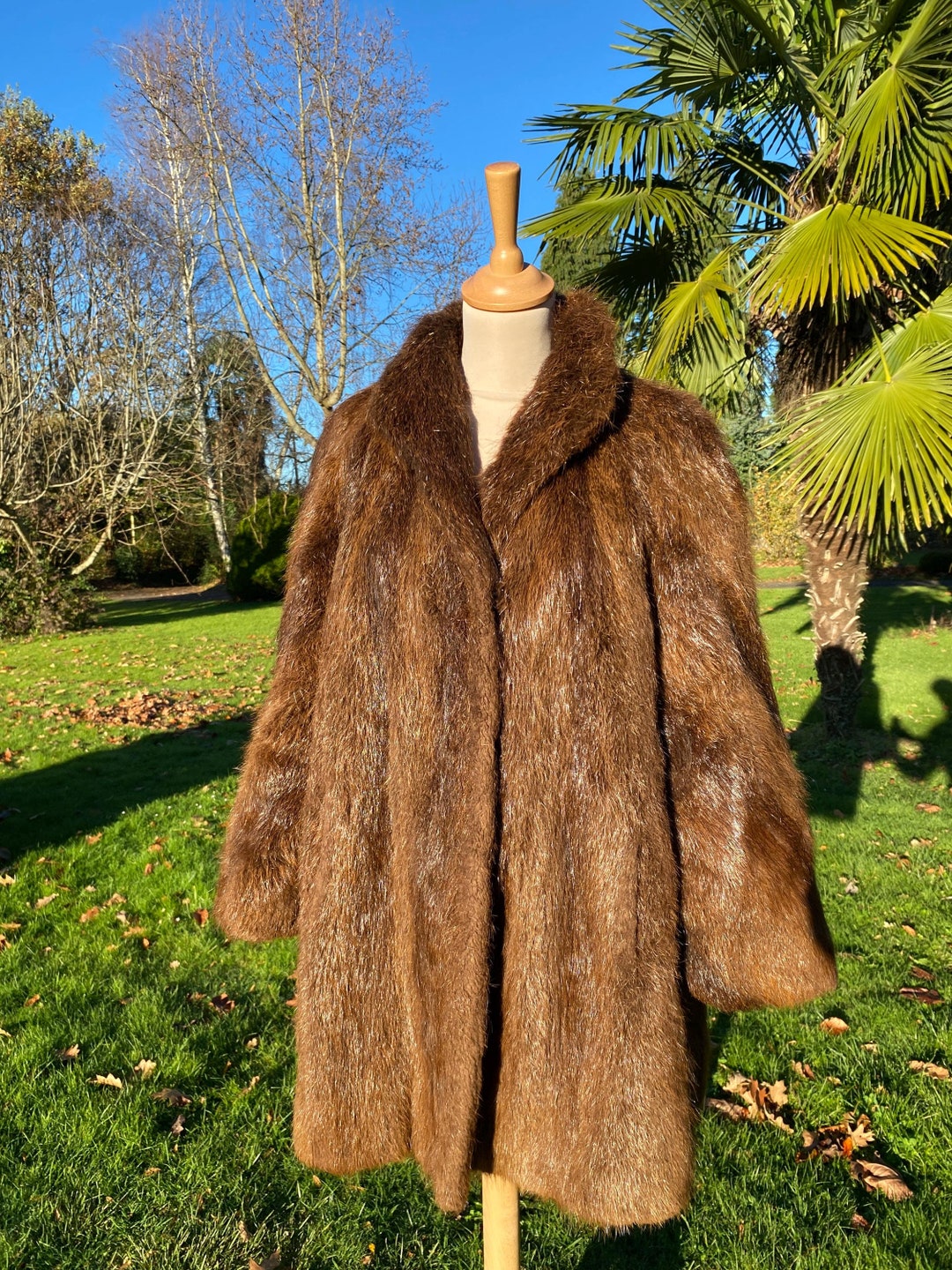 Genuine Long Brown Coypu Fur Coat, Size M - Etsy