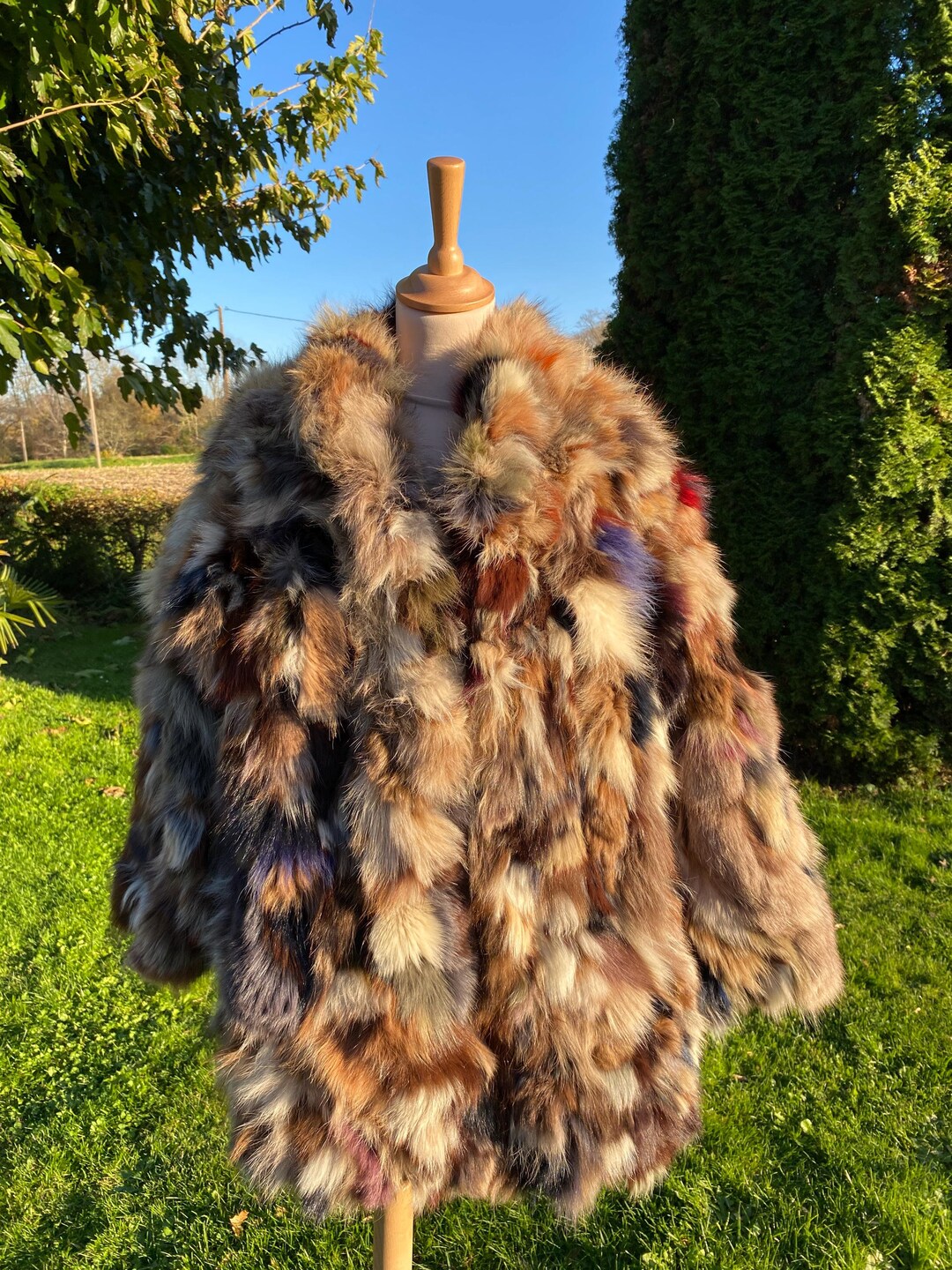 Unique Piece Multicoloured Rabbit Fur Coat, Perfect Condition, Size M ...