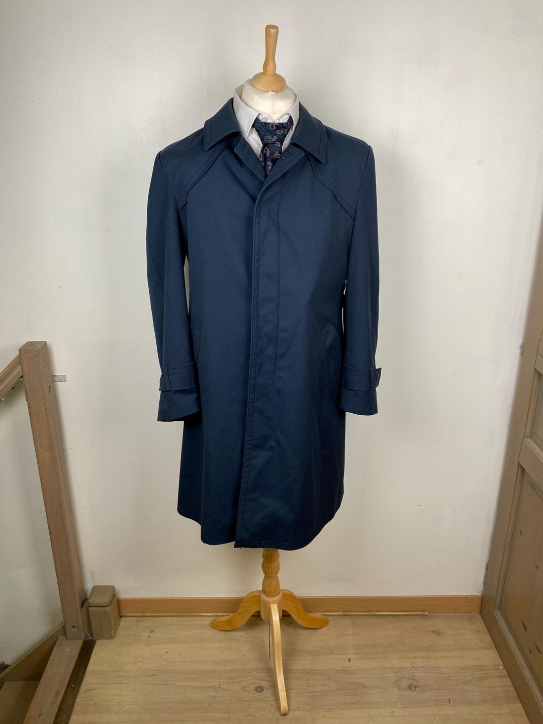 Long Coat / Overcoat 50s Navy Blue, Excellent Condition, Detachable ...