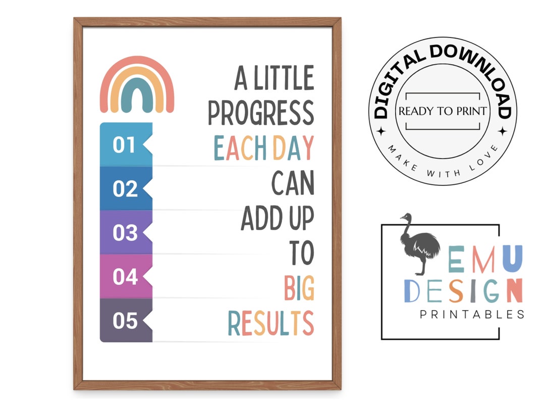 A Little Progress, Each Day Adds Up, Office Wall Art, Children's Room ...