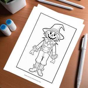 Scarecrow Coloring Pages: 100 Halloween Templates (instant PDF Download ...