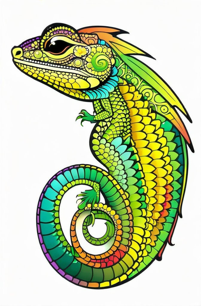 Lizard Mandala Coloring Book: 100 Pages of Animal Designs (digital ...