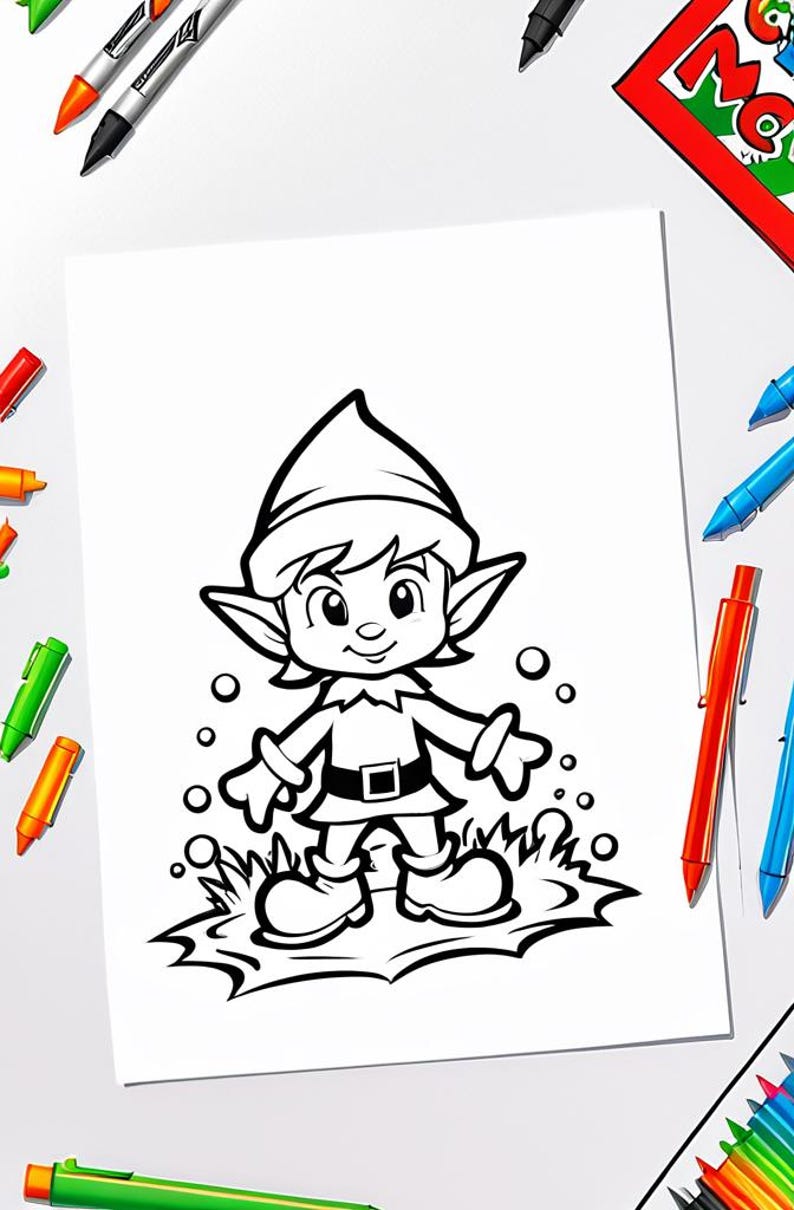 Elf Coloring Book | 100 Christmas Pages for Kids (PDF Pattern) - Etsy
