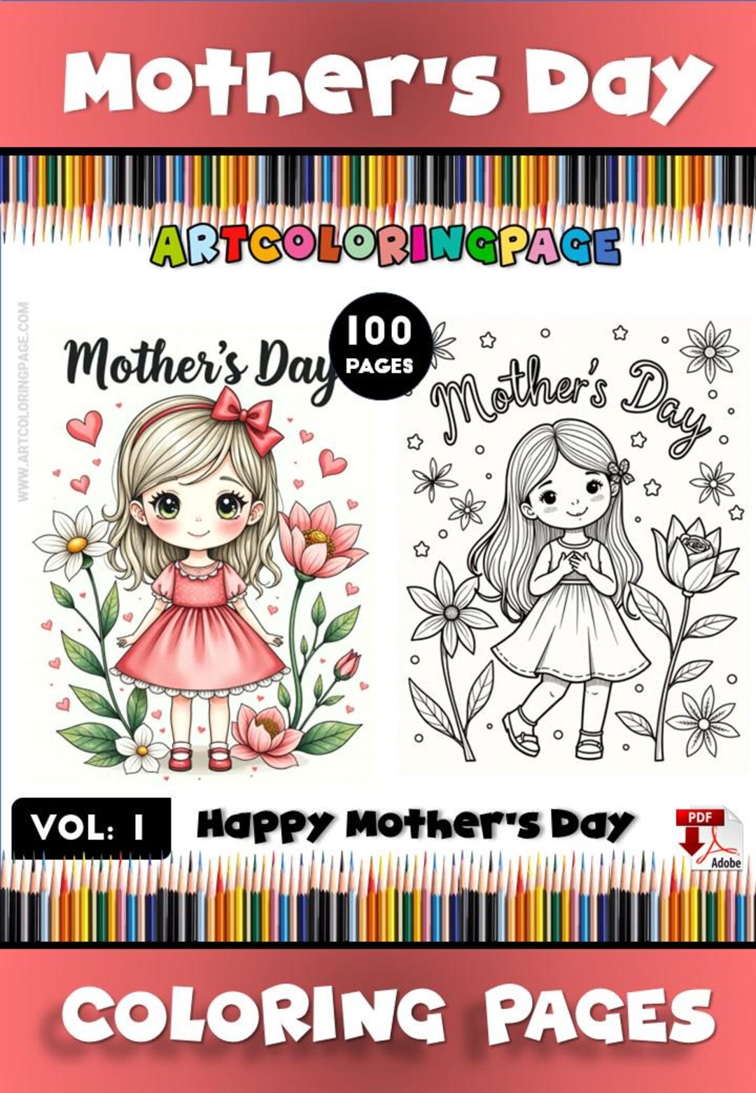 Mother’s Day Coloring Sheet Vol 1 – 100 Adorable Printable Designs - Etsy