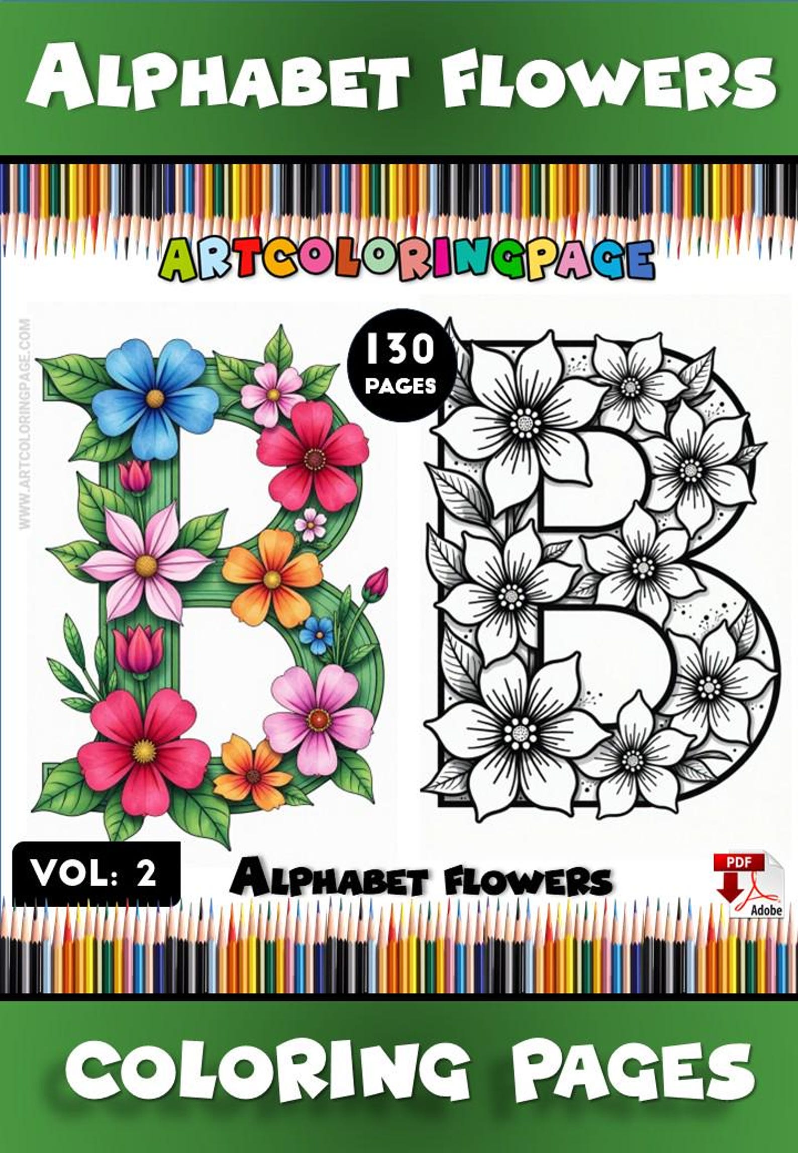 Grow Your Creativity With Flowers Alphabet Coloring Pages Vol 2 - Etsy