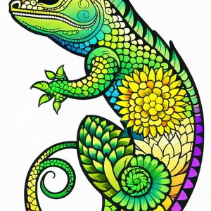 Lizard Mandala Coloring Book: 100 Pages of Animal Designs (digital ...
