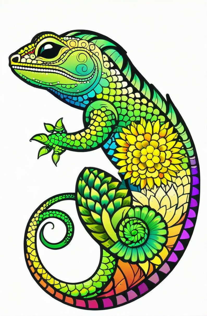 Lizard Mandala Coloring Book: 100 Pages of Animal Designs (digital ...