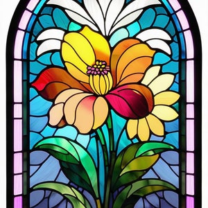 Stained Glass Flowers Coloring Pages: 100 Floral Window Templates ...