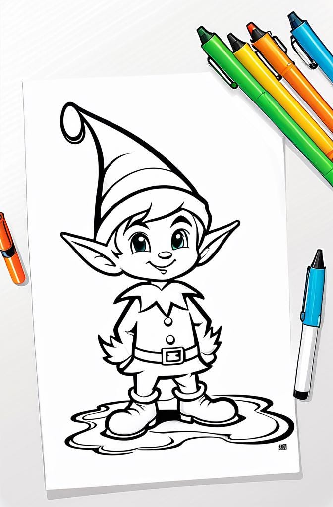 Elf Coloring Book | 100 Christmas Pages for Kids (PDF Pattern) - Etsy