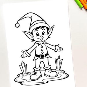 Elf Coloring Book | 100 Christmas Pages for Kids (PDF Pattern) - Etsy