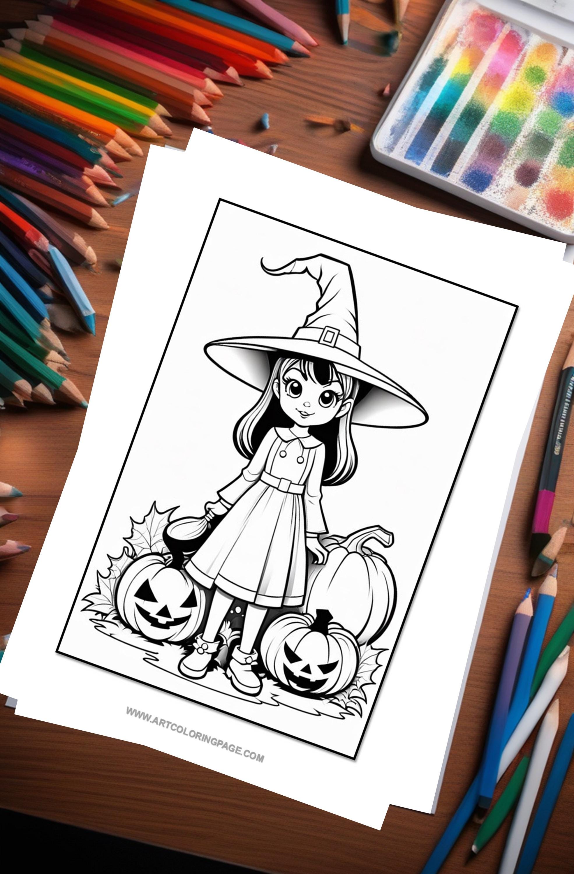 Witch Coloring Pages - Printable Halloween Coloring Book Vol 1 ...