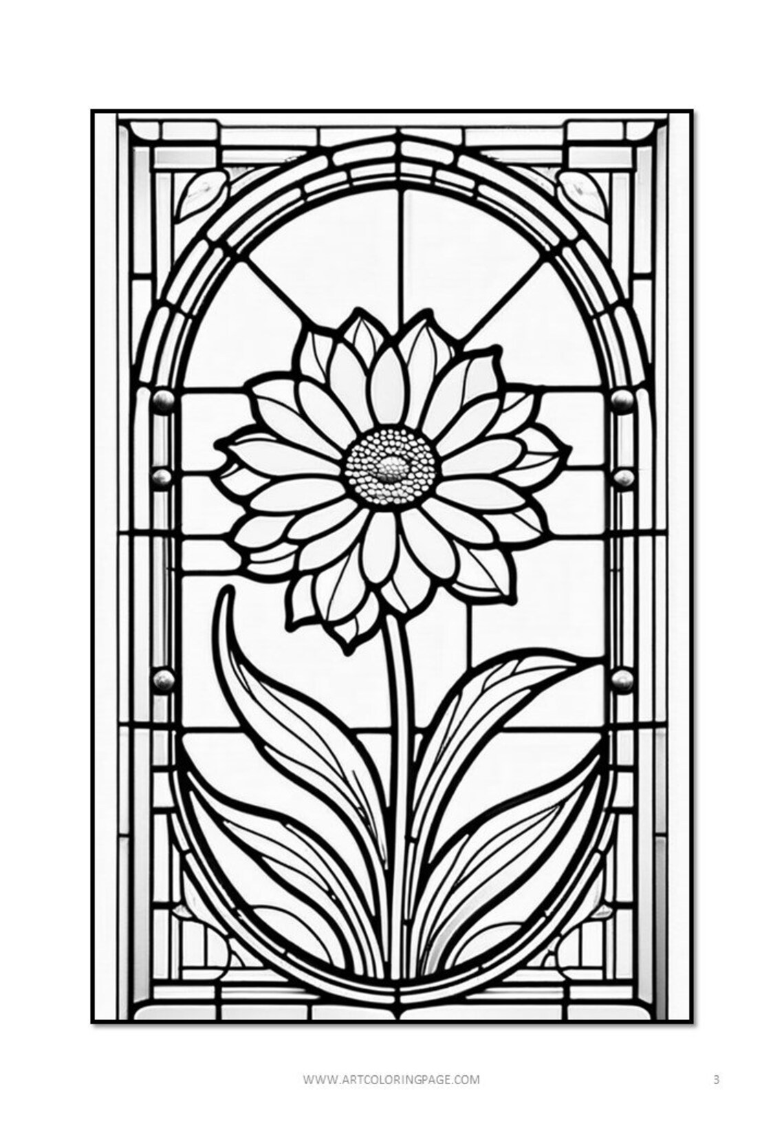 Stained Glass Flowers Coloring Pages: 100 Floral Window Templates ...