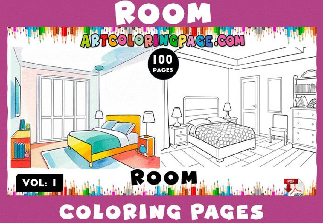 Unleash Creativity With Room Coloring Page VOL 1 Bedroom Coloring ...