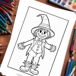 Scarecrow Coloring Pages: 100 Halloween Templates (instant PDF Download ...