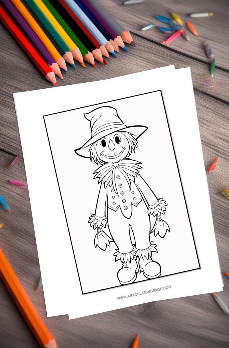 Scarecrow Coloring Pages: 100 Halloween Templates (instant PDF Download ...