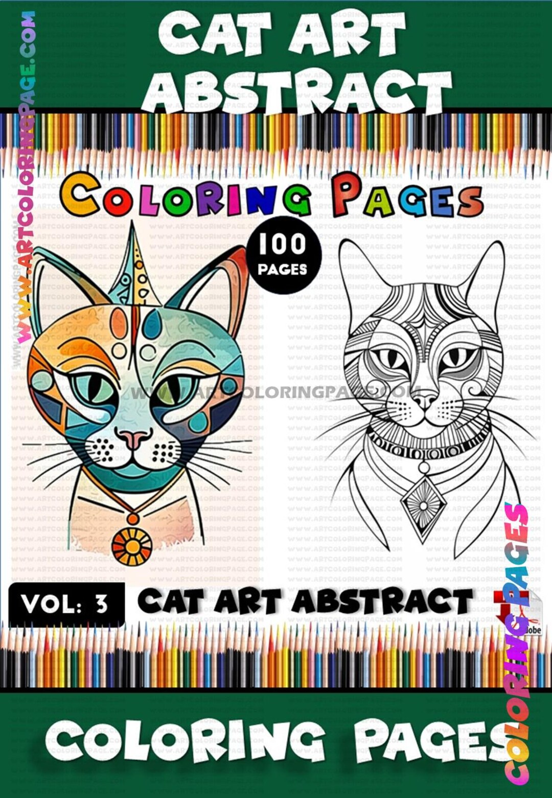 Abstract Cat Coloring Pages Vol: 3! - Etsy
