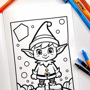 Elf Coloring Book | 100 Christmas Pages for Kids (PDF Pattern) - Etsy