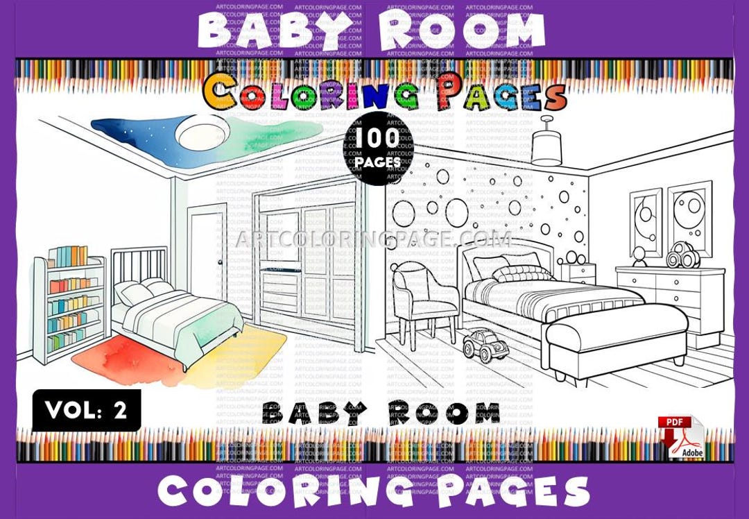 Baby Room Coloring Pages for Children: 100 Designs (PDF Download) - Etsy