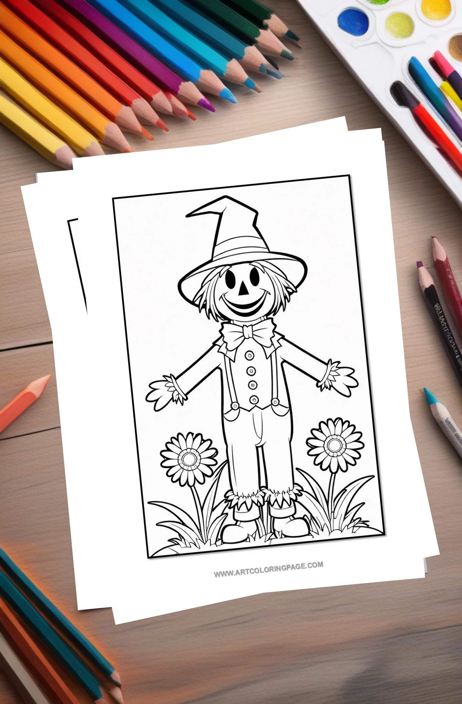 Scarecrow Coloring Pages: 100 Halloween Templates (instant PDF Download ...