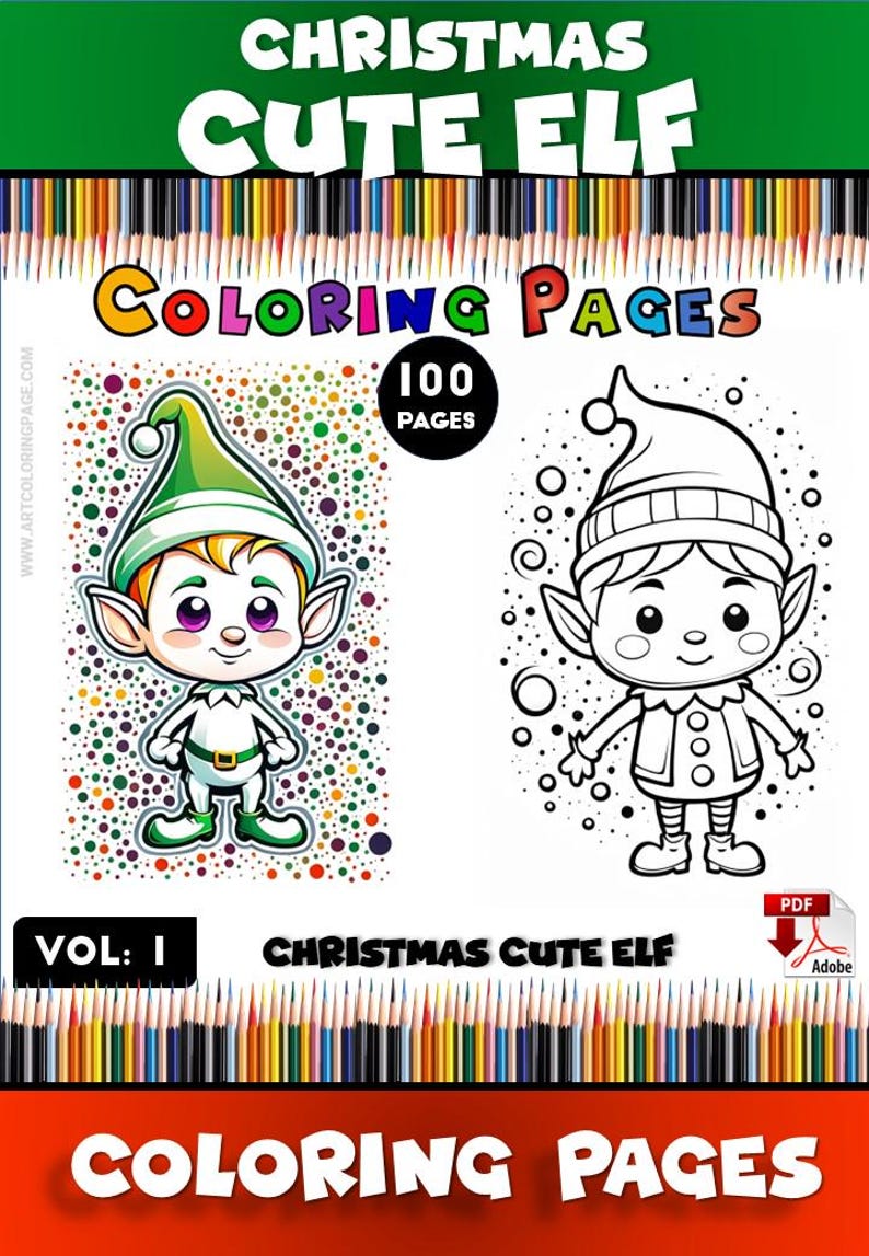 Elf Coloring Book | 100 Christmas Pages for Kids (PDF Pattern) - Etsy