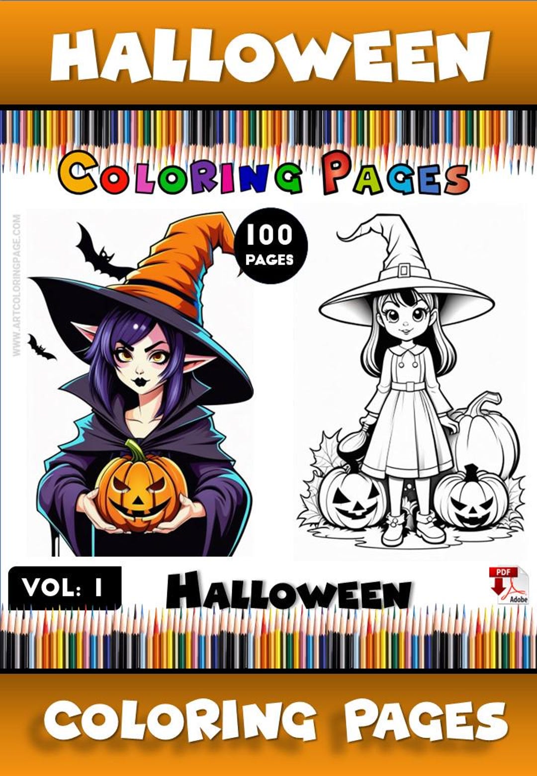 Witch Coloring Pages - Printable Halloween Coloring Book Vol 1 ...