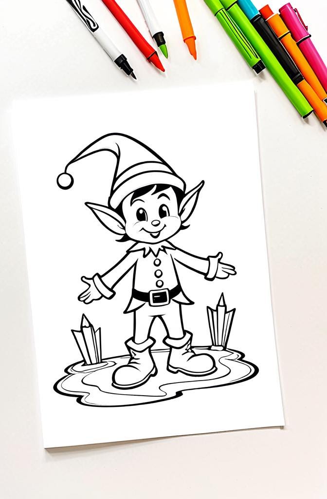 Elf Coloring Book | 100 Christmas Pages for Kids (PDF Pattern) - Etsy
