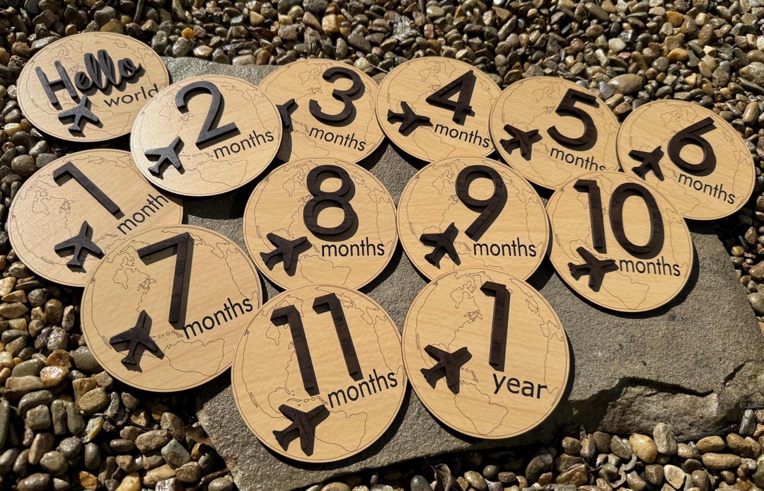 World Travel Baby Milestone Discs, Wood Photo Prop, Shower Gift, Made ...