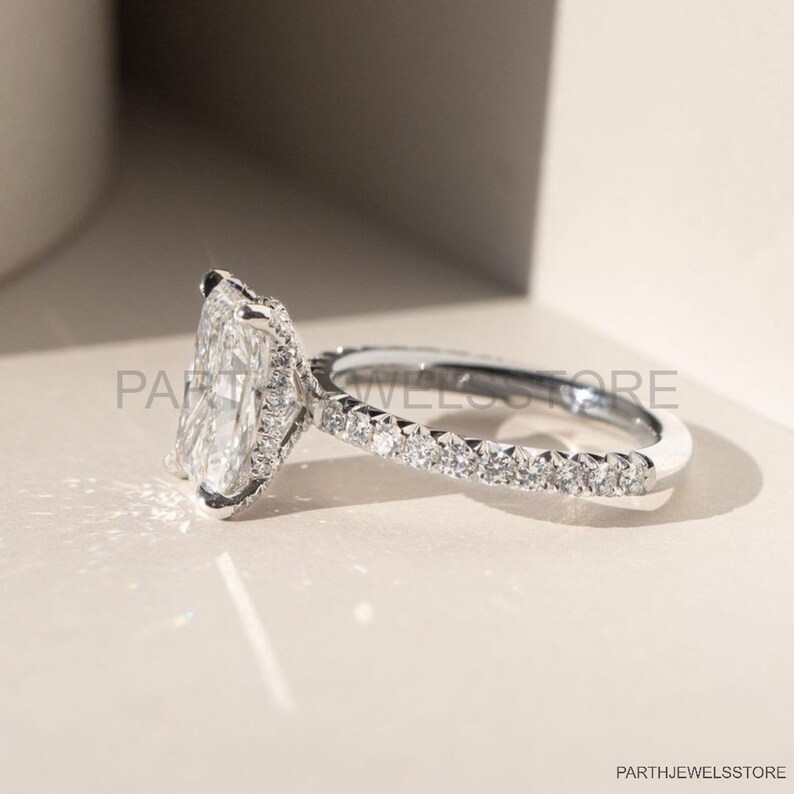 2 CT Radiant Cut Moissanite Engagement Ring, Wedding Ring, Solitaire ...