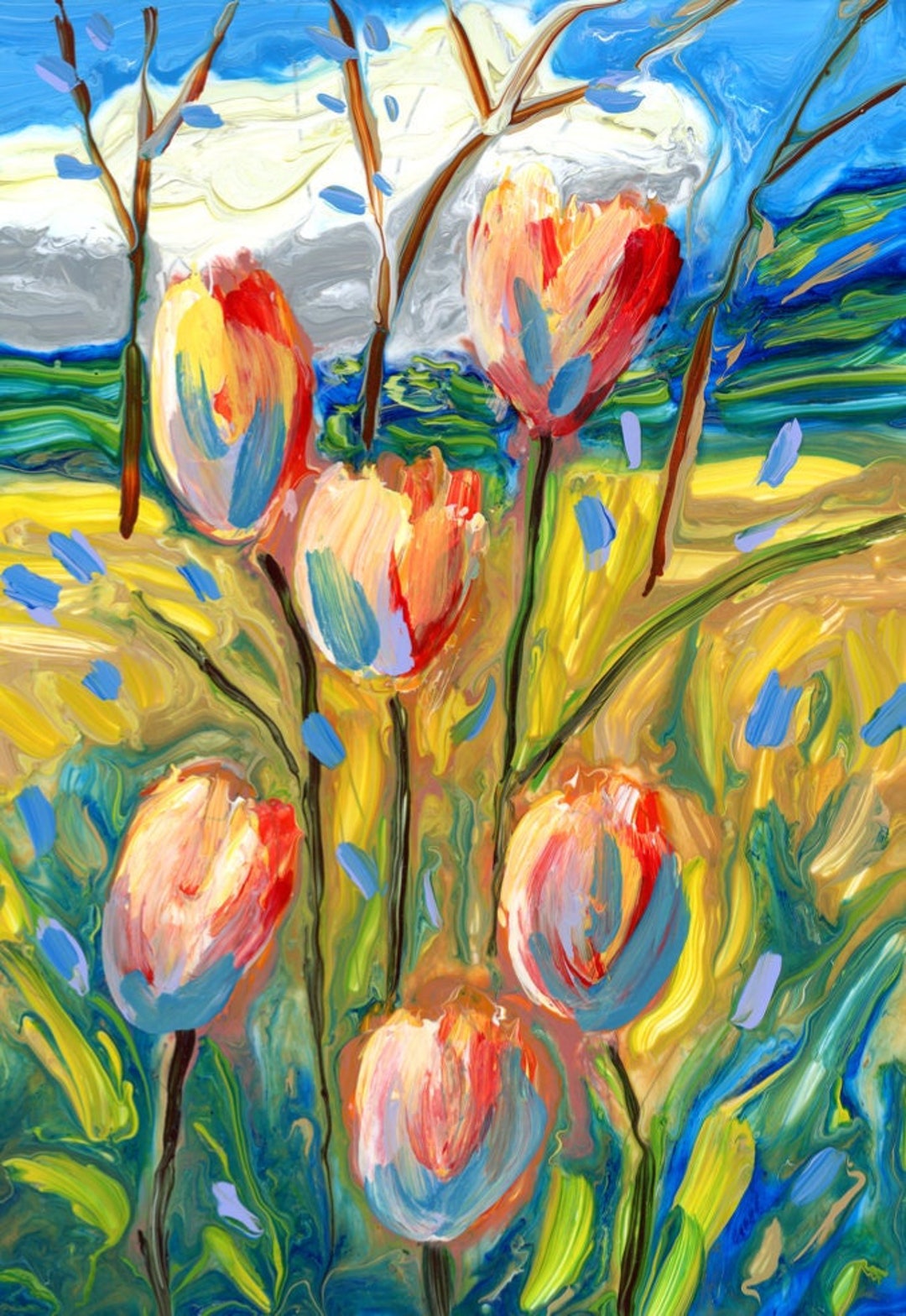 Fantasy Flowers From My Garden. Original Acrylic Painting on Yupo Paper ...