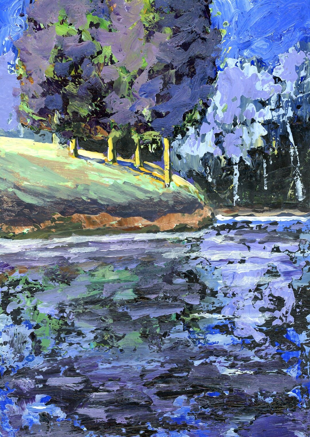 Original Acrylic Painting "moon River" Impressionist Painting by Bobbi ...