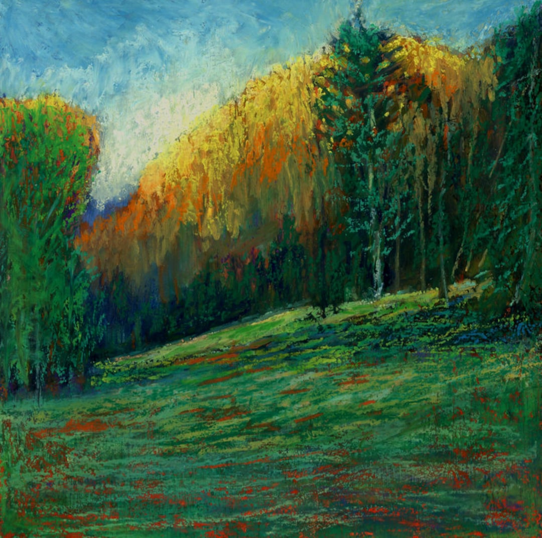October Walk Original Oil Pastel Painting by Bobbi Doyle-maher Bright ...