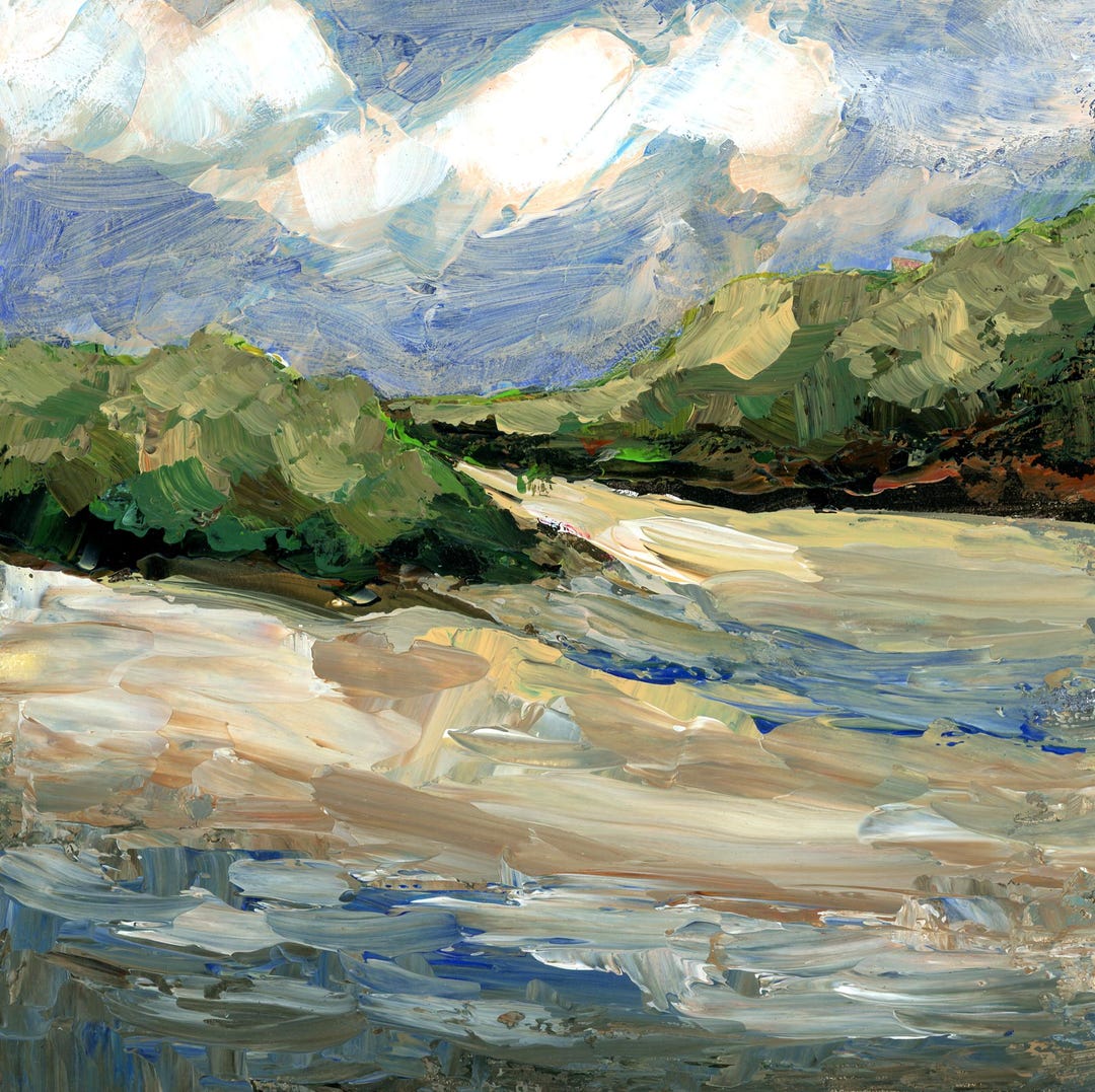 Painterly Palette Knife Beach Dunes Painting Impressionist Painting by ...
