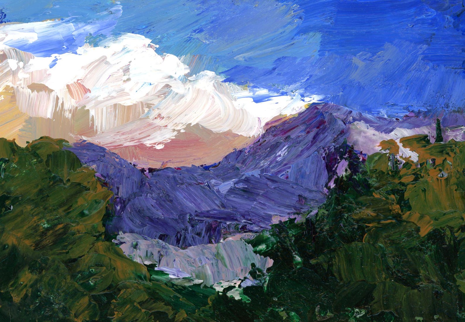 Palette Knife Mountain Painting Impressionist Painting by Bobbi Doyle ...