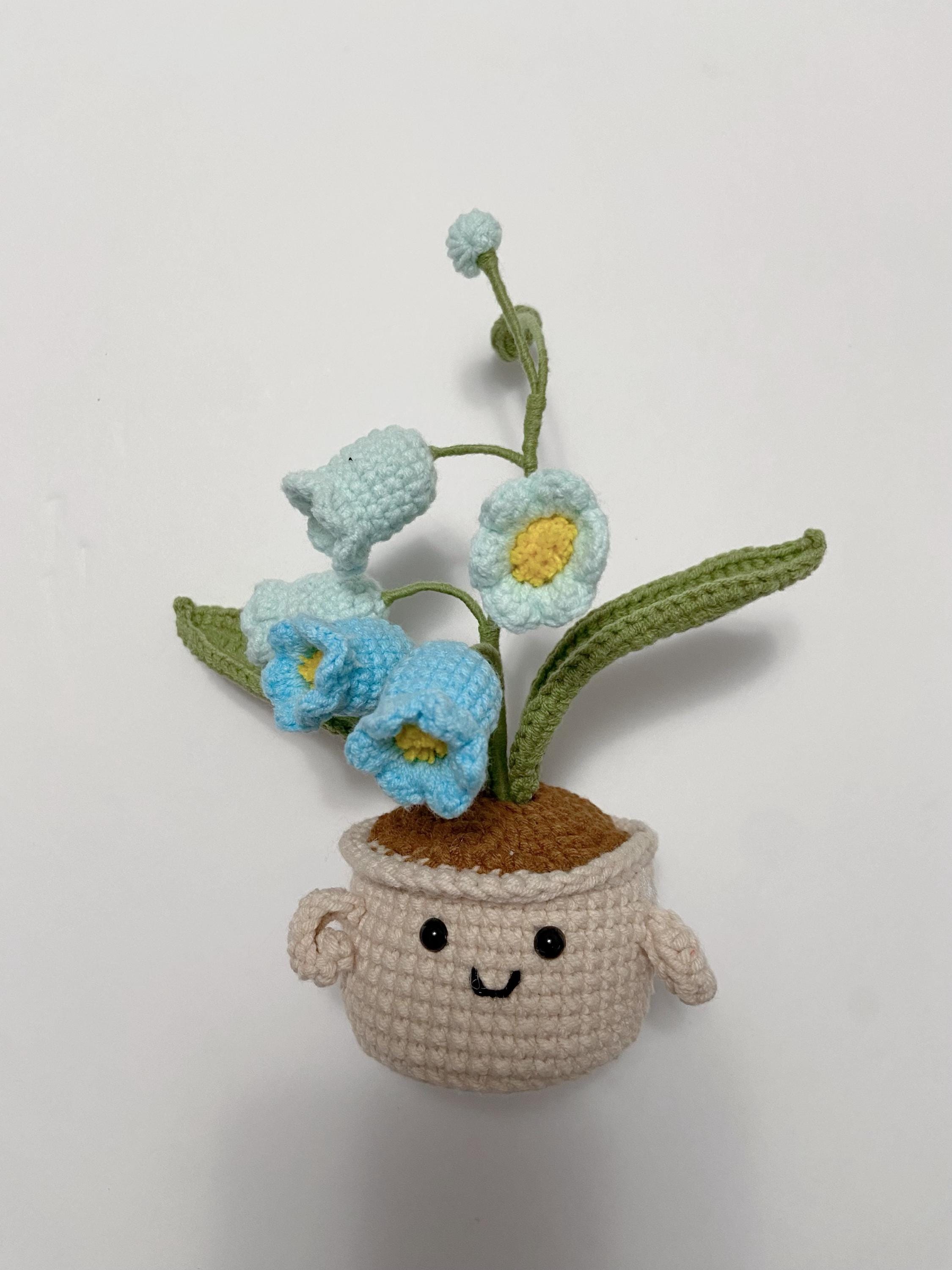 Handmade Crochet Potted Plants With Doll Face, Crochet Lily, Crochet ...