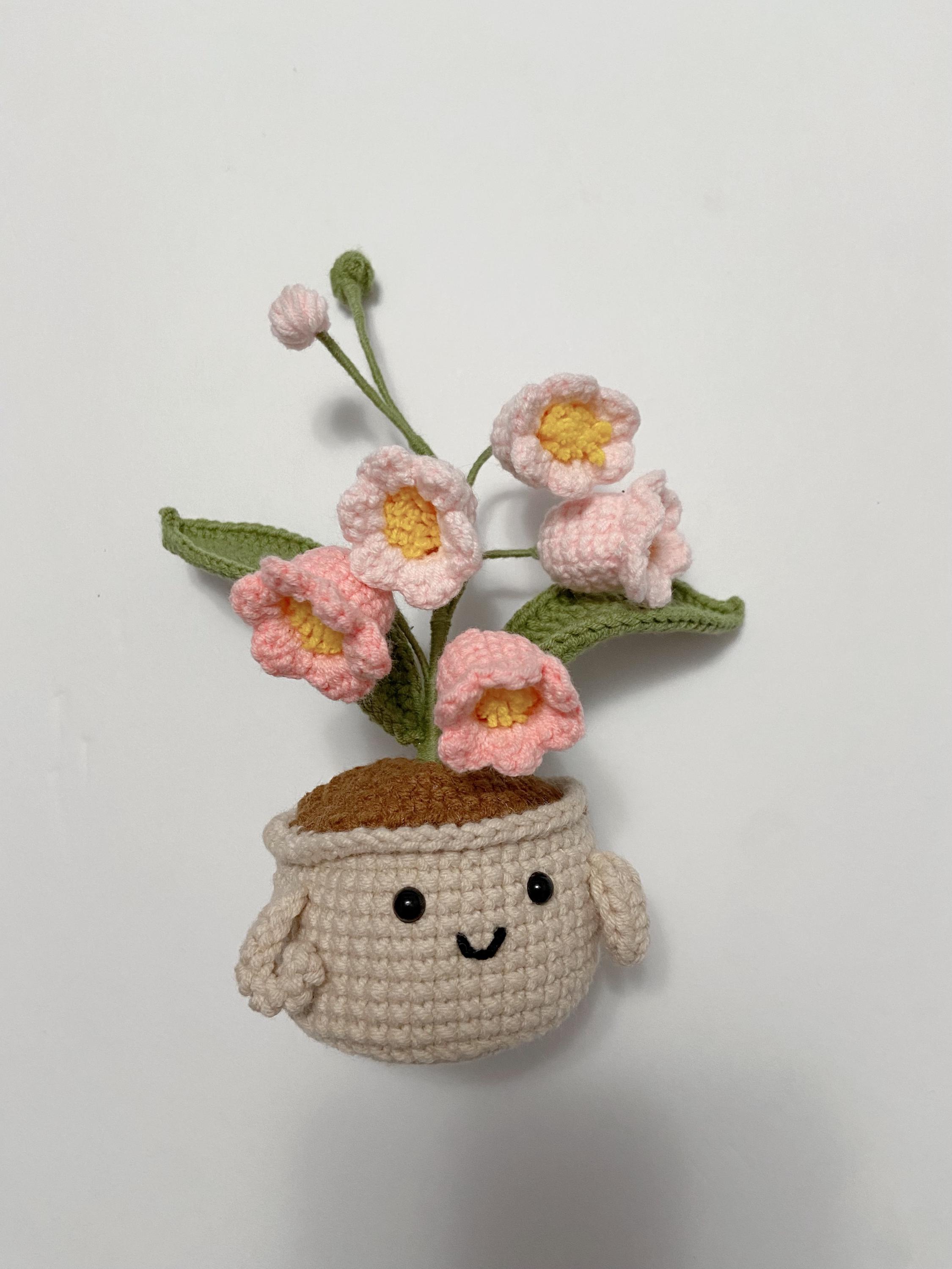 Handmade Crochet Potted Plants With Doll Face, Crochet Lily, Crochet ...