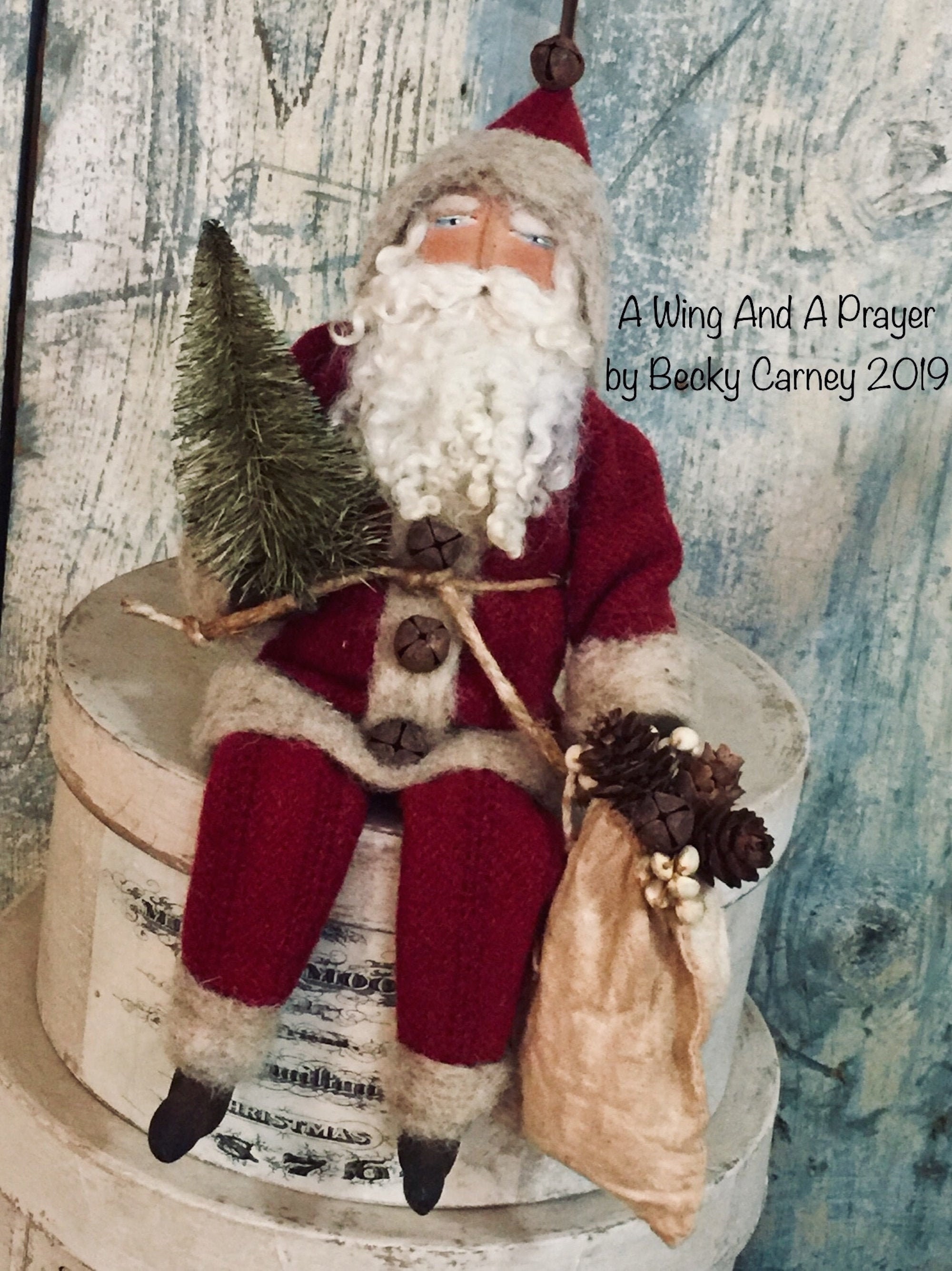 Santa Primitive Folk Art Handmade Sitting SantaBecky | Etsy