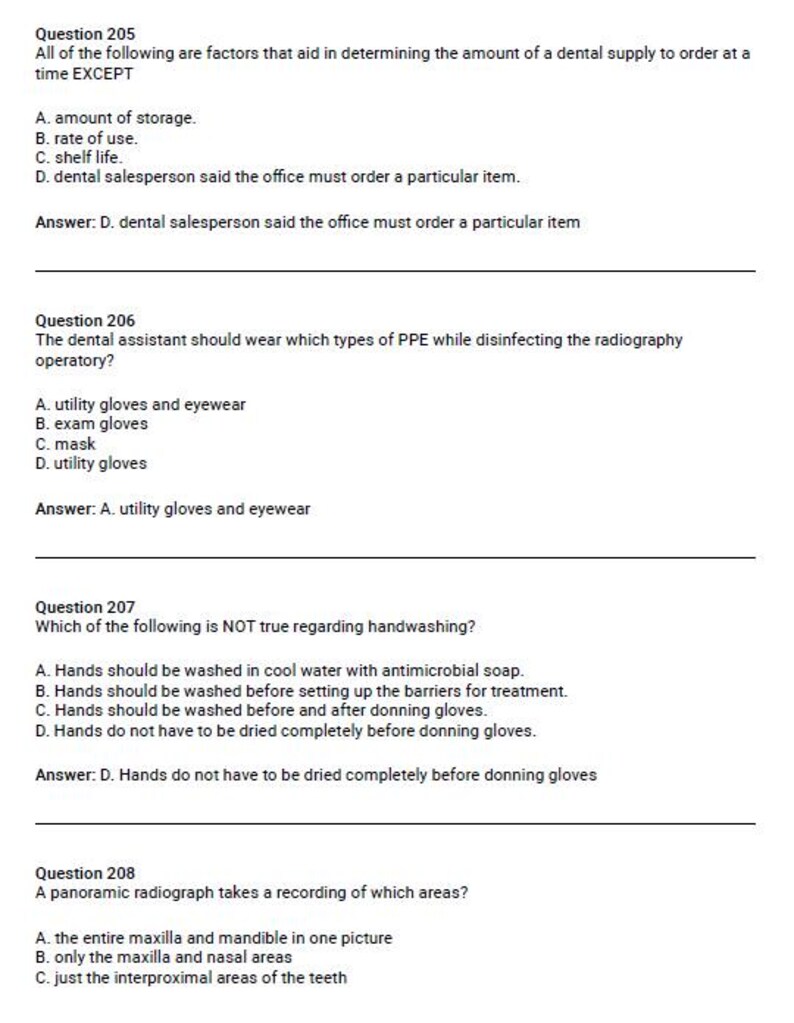 Registered Dental Assistant (AMT) Exam | 209 Questions & Answers | PDF ...