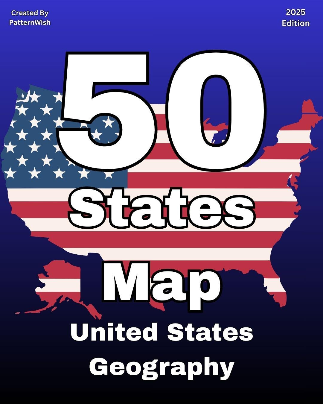 50 States Map Study Guide | U.S. States Geography Review | PDF Download ...