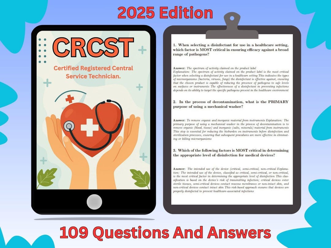 CRCST Exam Study Guide 2025: 109 Questions & Answers (PDF Download) - Etsy