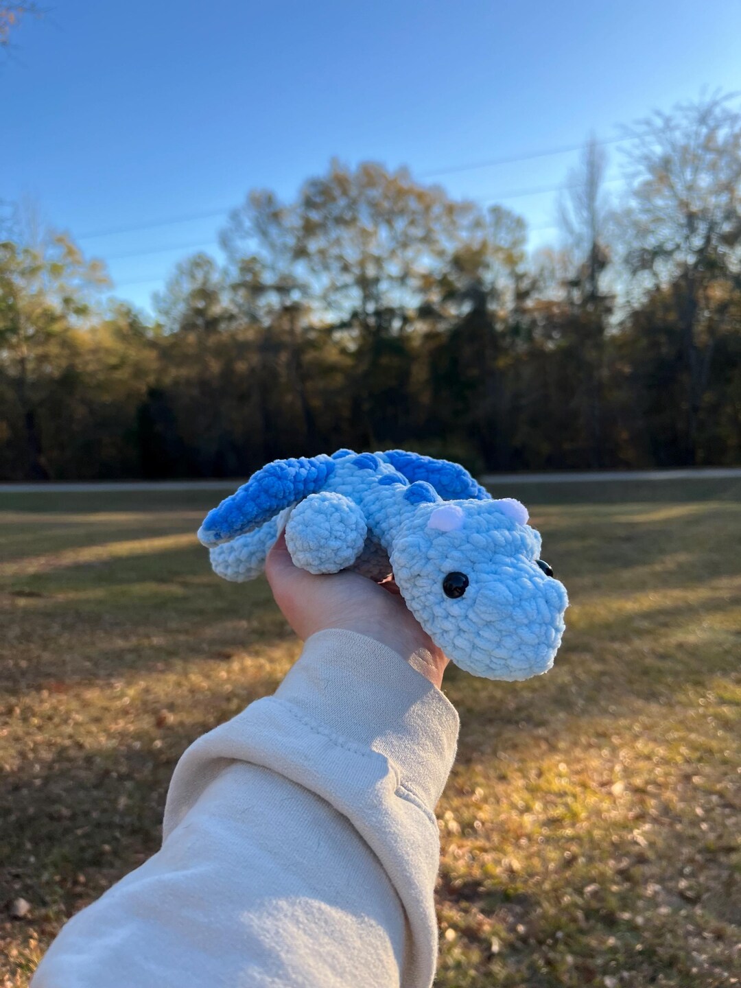 Blue Crochet Dragon Stuffed Animal Plushie Toy - Etsy