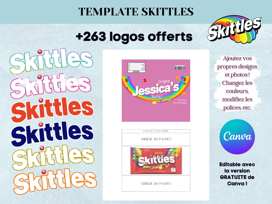 Skittles Packaging Template - Rainbow Candy Template - Party Favor ...