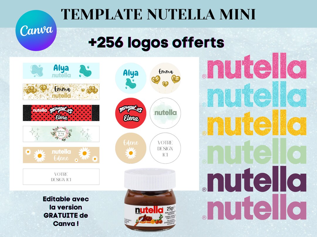 Template for Nutella Mini - Personalized Nutella Template - Nutella ...