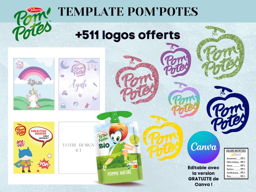 Template for Pom'potes Packaging - Template for Compote - Personalized ...