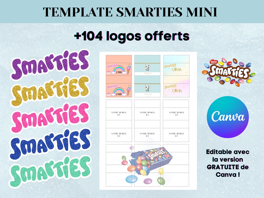 Template for Smarties Mini Packaging - Personalized Template for ...