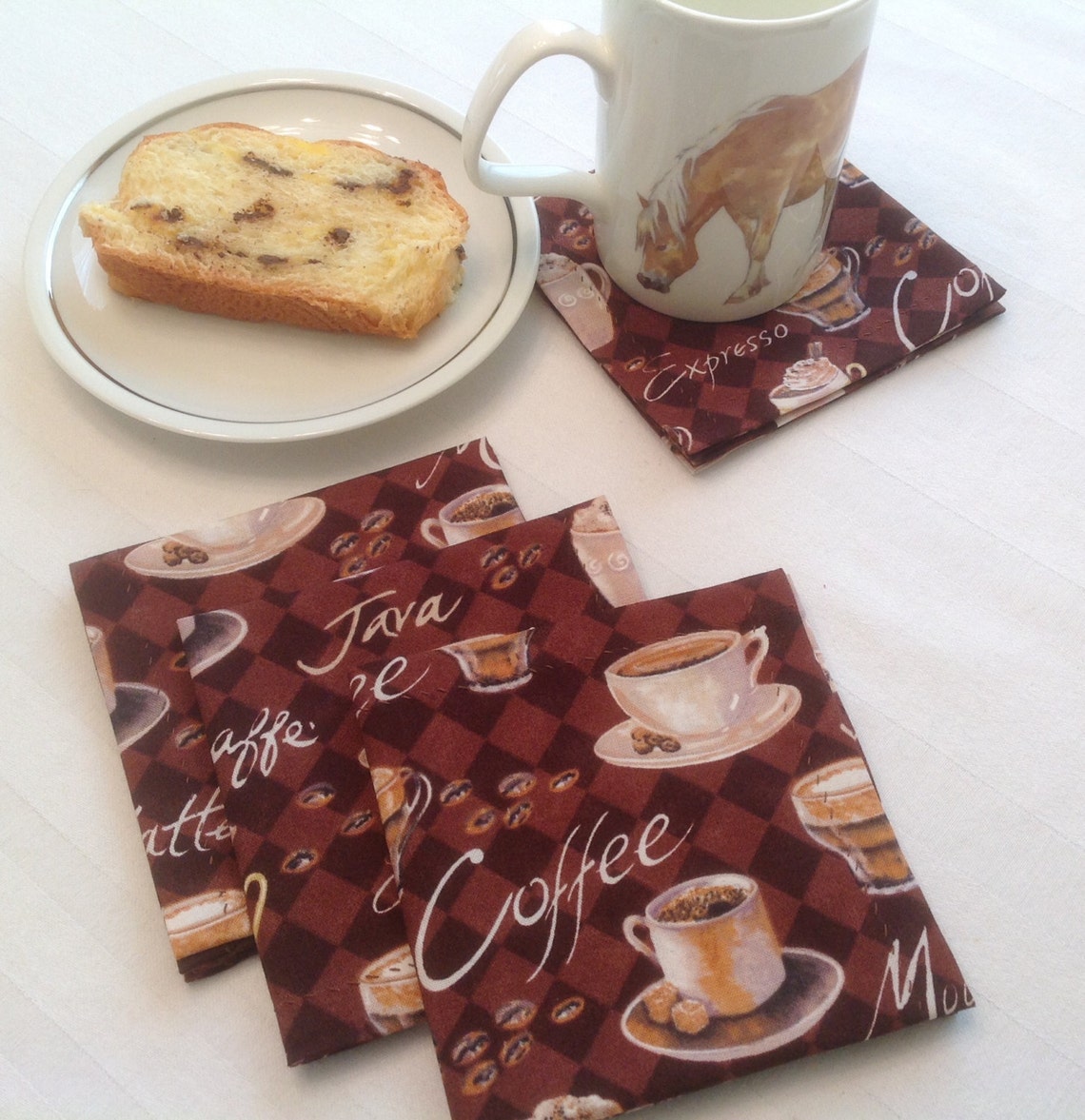 Cloth Beverage Napkins Coffee Latte Cappuccino Eco Friendly Cotton ...