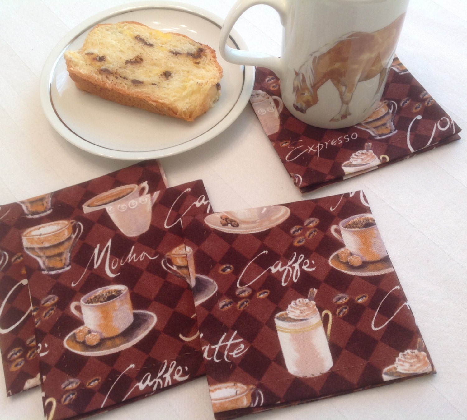Cloth Beverage Napkins Coffee Latte Cappuccino Eco Friendly Cotton ...
