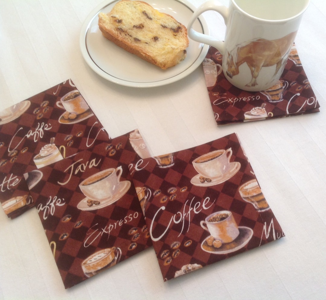 Cloth Beverage Napkins Coffee Latte Cappuccino Eco Friendly Cotton ...