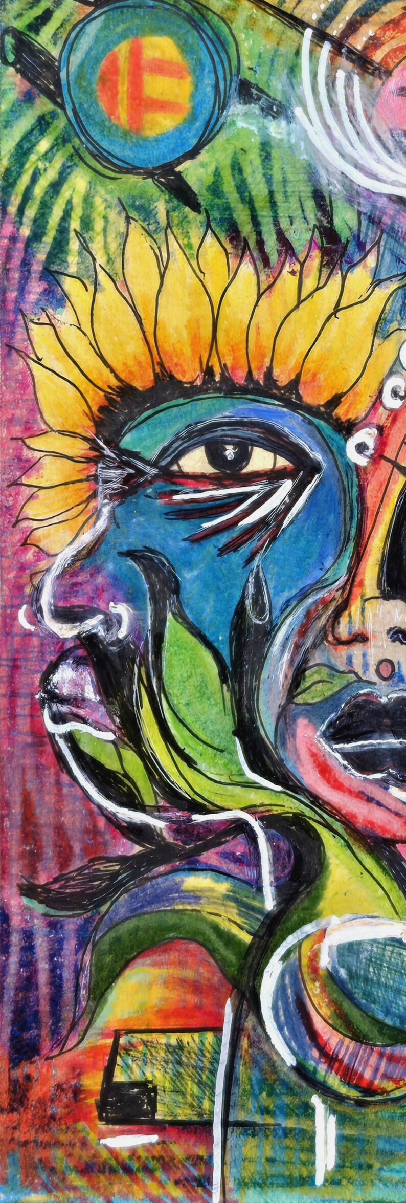 Ancient Opera Encaustic Dance of Lines and Color Asian Art Flair in ...
