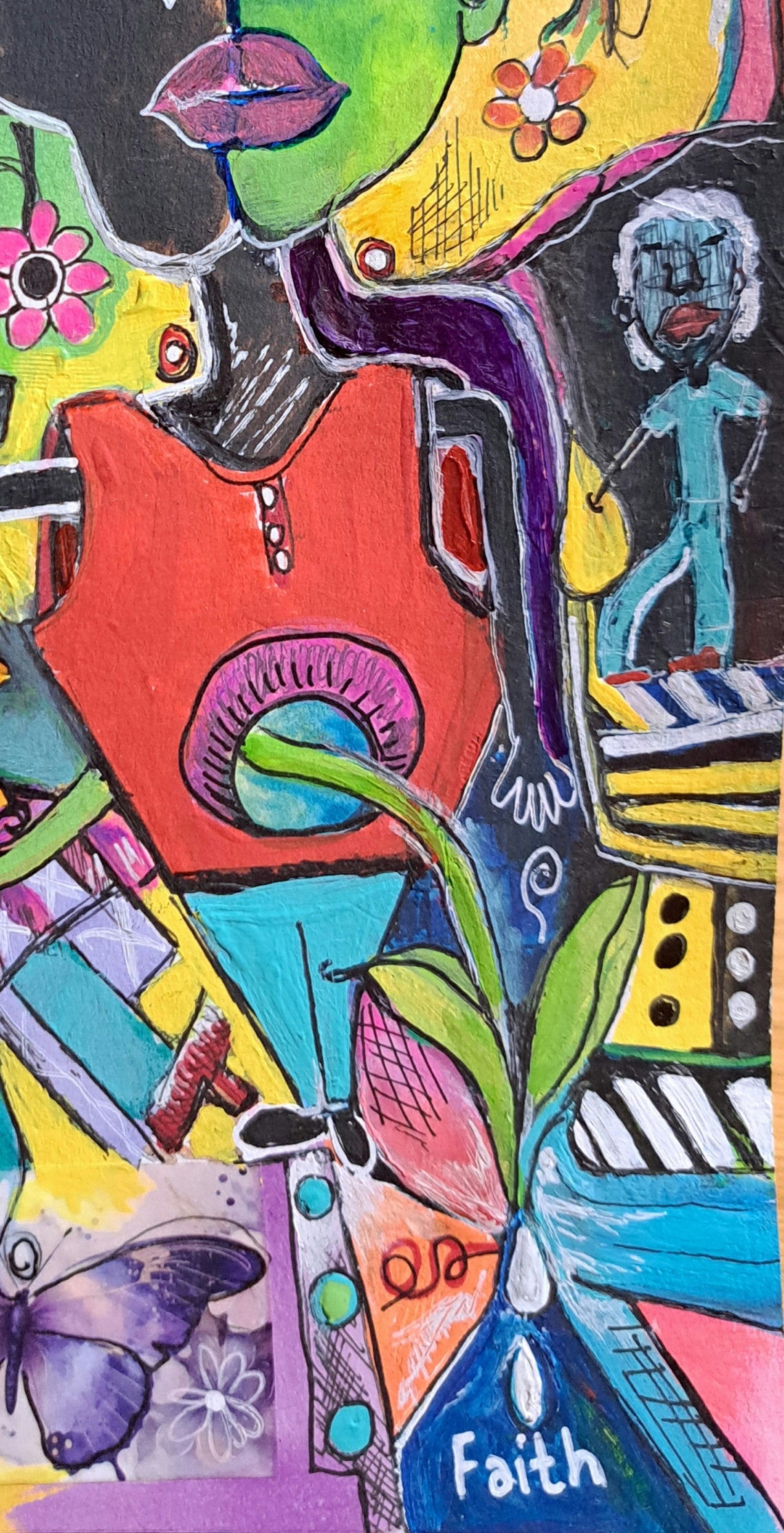 Life Magnified Collage Original Outsider Art Neo Sunflower, Daisies ...